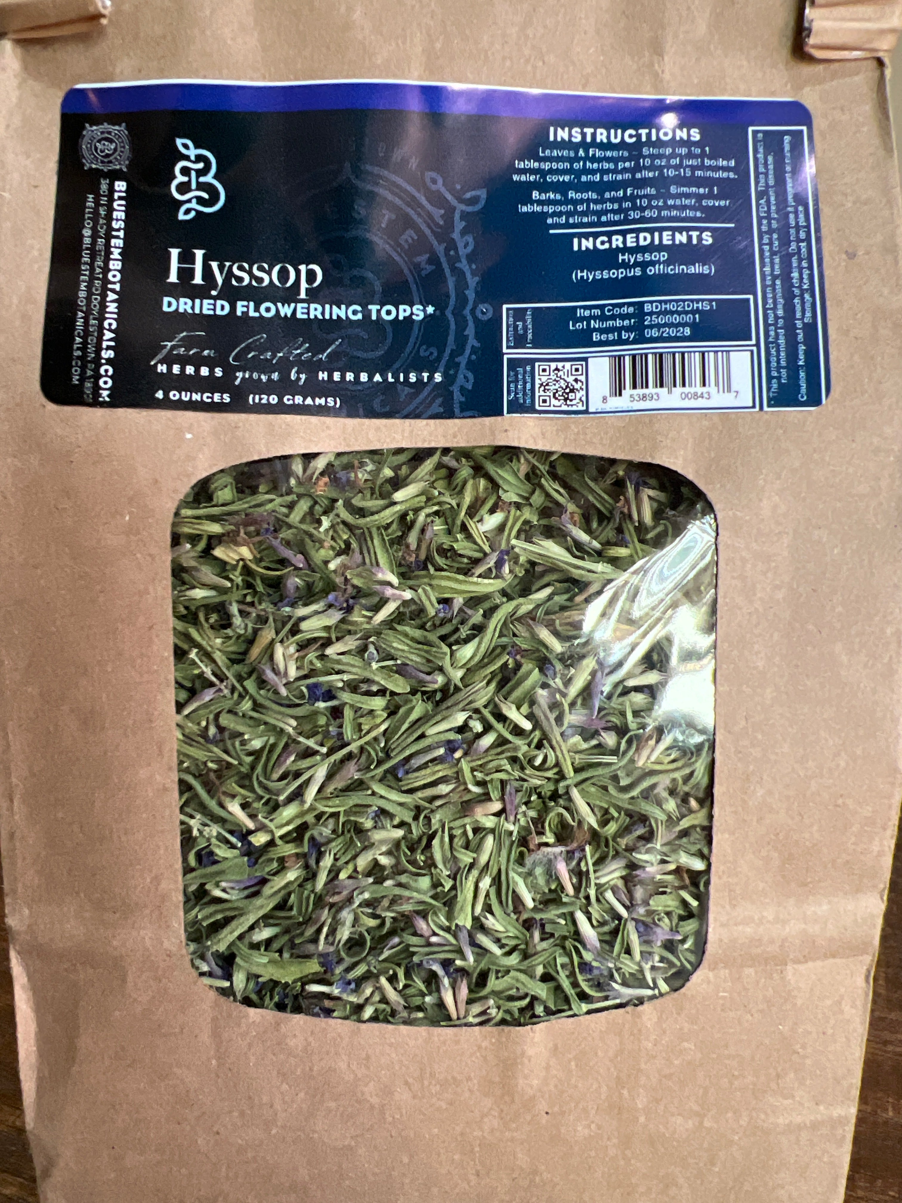 Dried Herb, Hyssop, ORG – Bluestem Botanicals